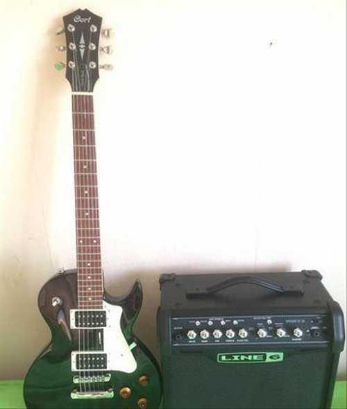 Электрогитара Cort CR100 Les Paul и комбик Line 6