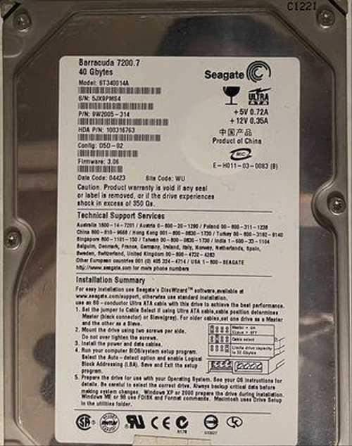 Жесткий диск IDE 3.5'' Seagate Barracuda ST340014A