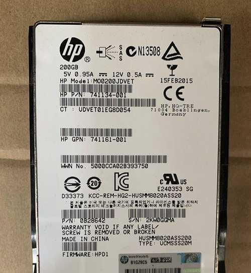 SSD HP 200Gb 741224-001 MO0200jdvet