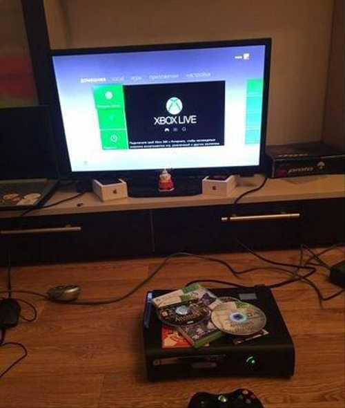 Xbox 360, джойстик, 3 игры, монитор