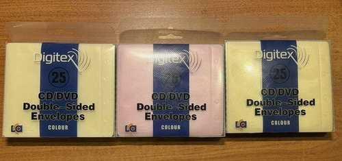 3 упаковки по 25 шт конверты для 2 CD дисков
