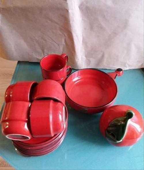 Посуда керамика Югославия красная KIL