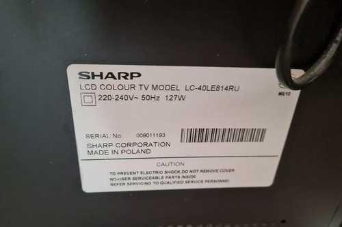 Sharp LCD Colour TV LC-40-LE814RU на запчасти