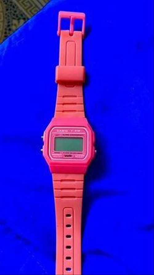 Часы Casio f91w розовые