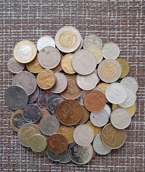 Старые иностранные монеты 64 шт