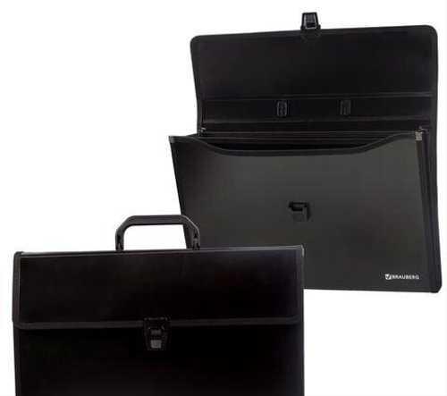 Портфель пластиковый Brauberg Президент 390*260*40 мм, 3 отделения, окантовка, черный (226022)