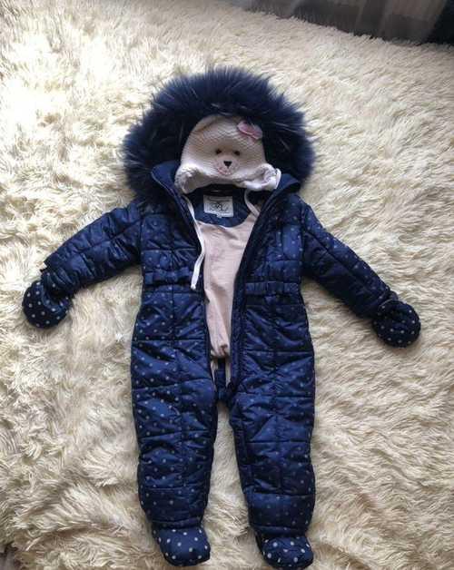 Комбинезон зимний на девочку 12 мес borelli