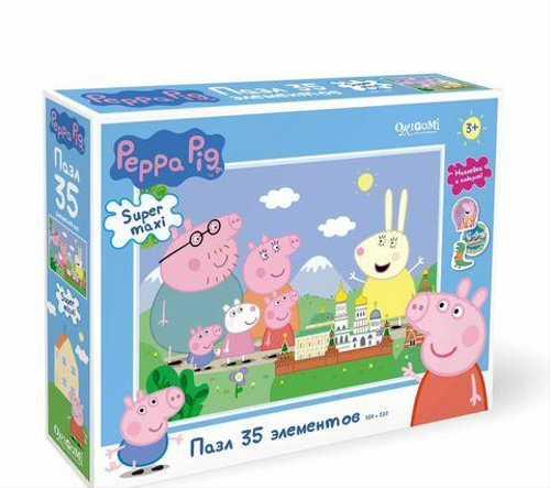 Пазл super maxi Peppa Pig "Путешествие", 35 элементов (+ наклейки)