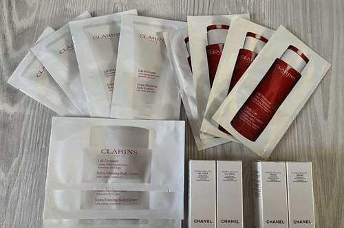 Пробники clarins. Косметика Кларенс и Шанель вместе. Clarins пробники купить.