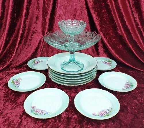 Старинные вазы и Tiffany Дулево тарелки