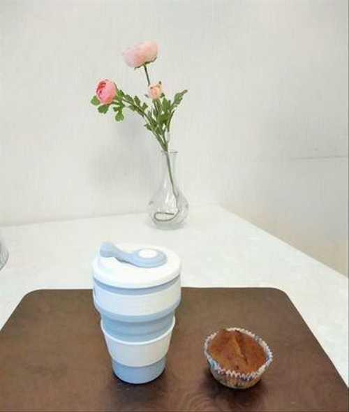 Складной силиконовый эко-стакан для кофе (напитков