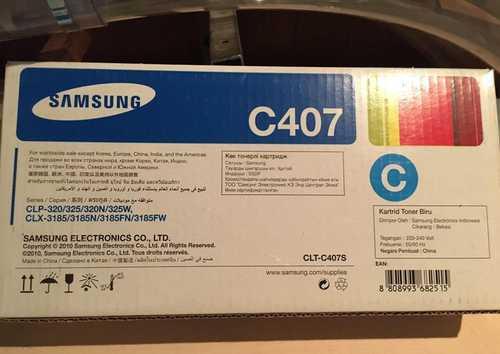 Картридж Samsung CLT-C407 голубой