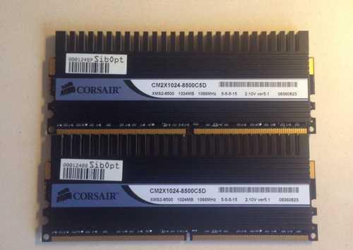 DDR2 1066 Mhz 2Gb (1Gb x 2 шт) Corsair оверклокерс
