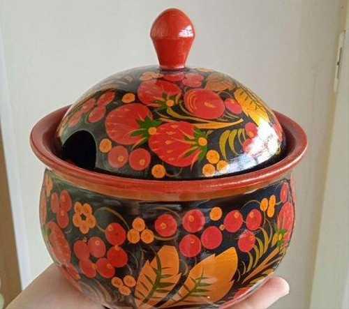 Сахарница хохлома деревянная