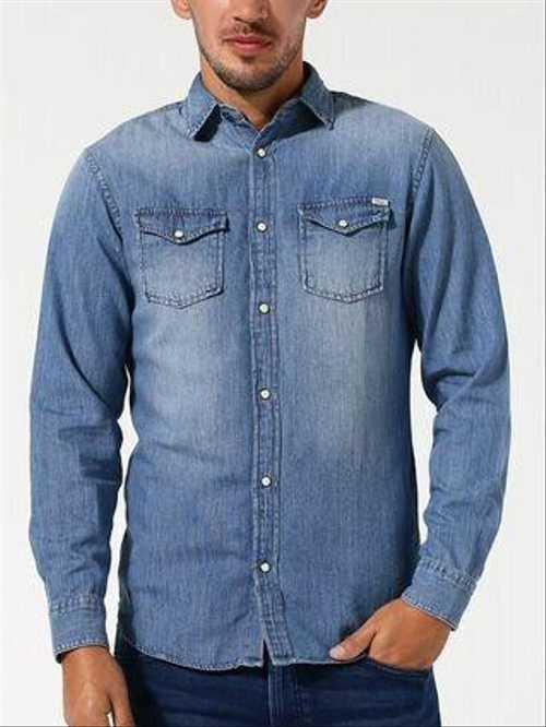 Джинсовая рубашка мужская 48 50 jack jones