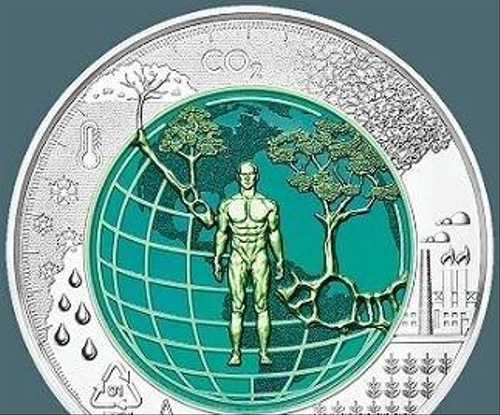 Монета Антропоцен серебро ниобий Австрия 2018 год