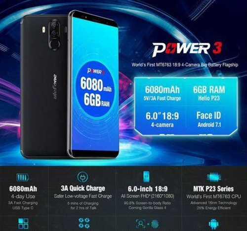 Телефон Ulefone Power 3 6/64гб 6080 mAh