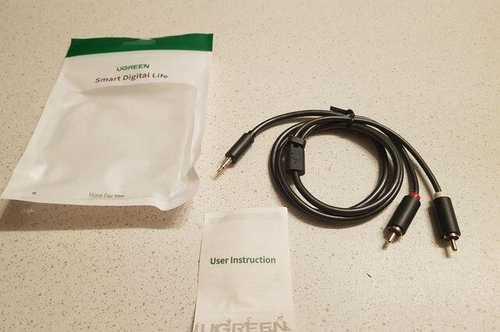 Кабель Jack 3.5mm -2RCA Ugreen 1 метр
