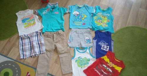 Пакет летних вещей 92р. майки, шорты,брюки