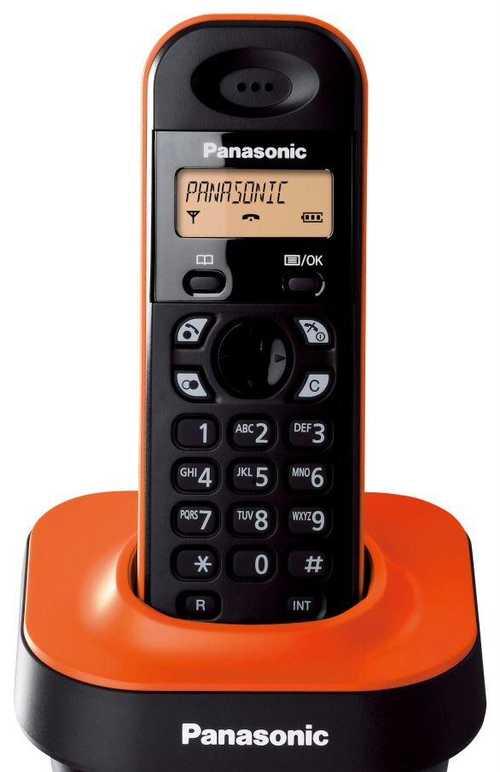 Беспроводной телефон отзывы. Panasonic KX-tg1401rua. Телефон Panasonic черно оранжевый.