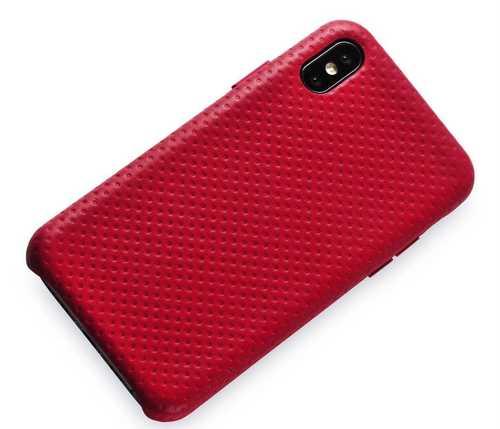 Чехол накладка для Apple iPhone X/XS красный кожа