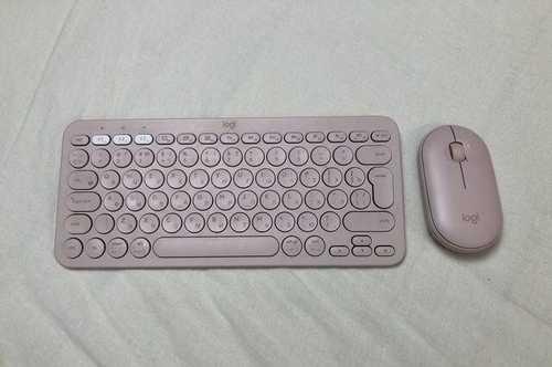 Розовые Беспроводная клавиатура и мышь