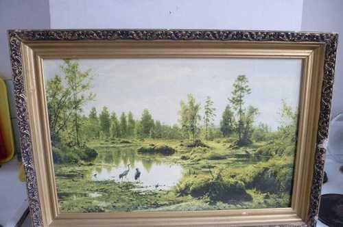 Репродукция картины Шишикина "Журавли на болоте"