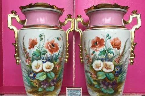 1900год Франция Большие парные вазы Клеймо Лимож