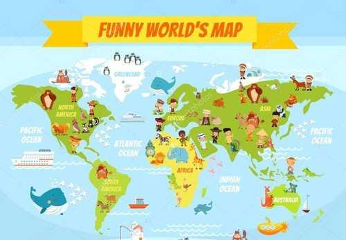 Интерьерные наклейки "Карта мира"
