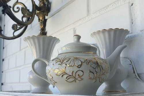 Фарфор лоз, чайник заварочный, вазы парные, СССР