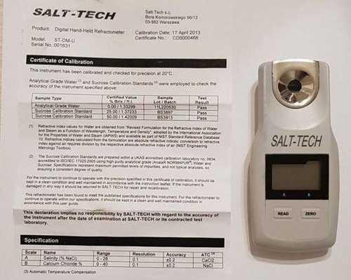 Цифровой рефрактометр для измерения соли
