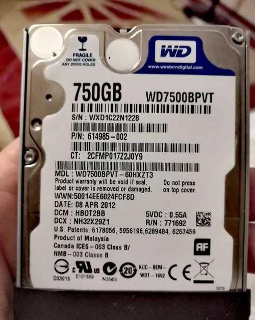 Жесткий диск WD для ноутбука 750gb