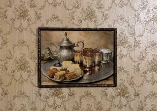 Картина «Чайник и восточные сладости, пахлава»