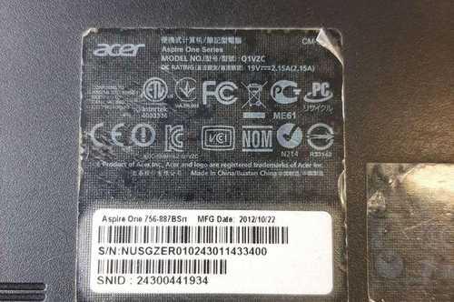 Нетбук Acer Aspire One 756 red на запчасти