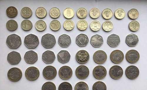 Юбилейные монеты Великобритании 1 и 2 фунта, 50