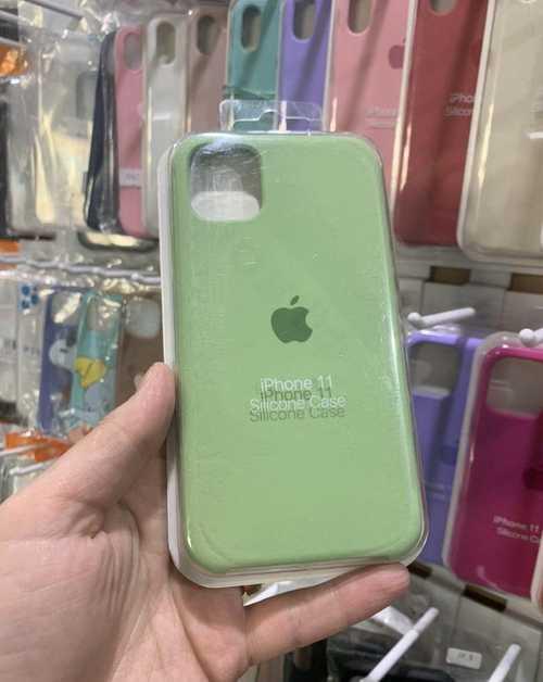 Чехол iPhone 11 silicone case салатовый