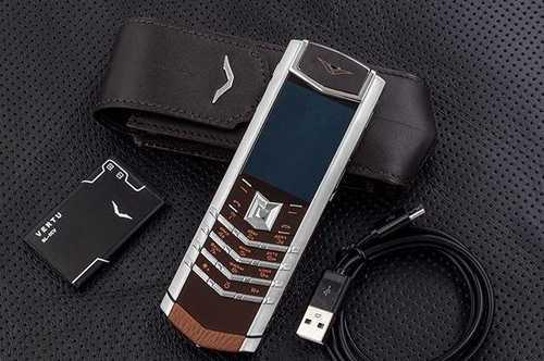 Vertu Signature S Design Steel Brown Jade Calf