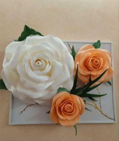 Картина с розами из изолона 3D