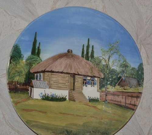 Настенная тарелка, художественная роспись, СССР