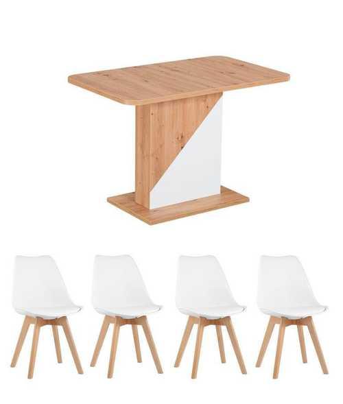 Обеденная группа стол Accent дуб/белый, стулья Fra