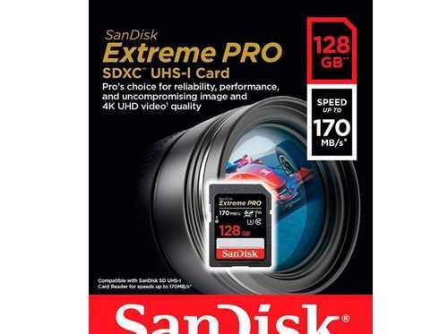 Карта памяти Sandisk sdxc 128Gb PRO 4K (170 Mb/s )