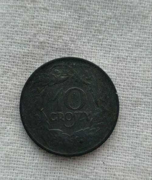 Монета 10 грошей 1923 г. Польша