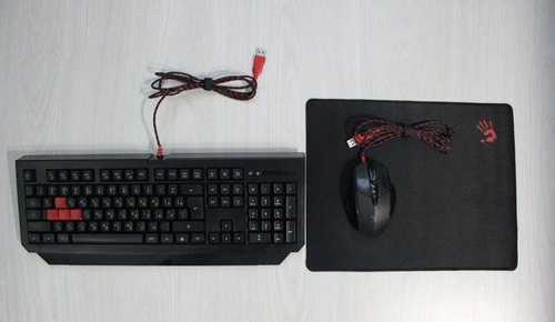 Игровой комплект Bloody. Клавиатура + Мышь + Ковёр