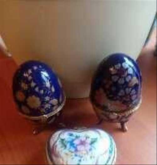 Яйцо- шкатулка и шкатулка в форме сердца, сувениры