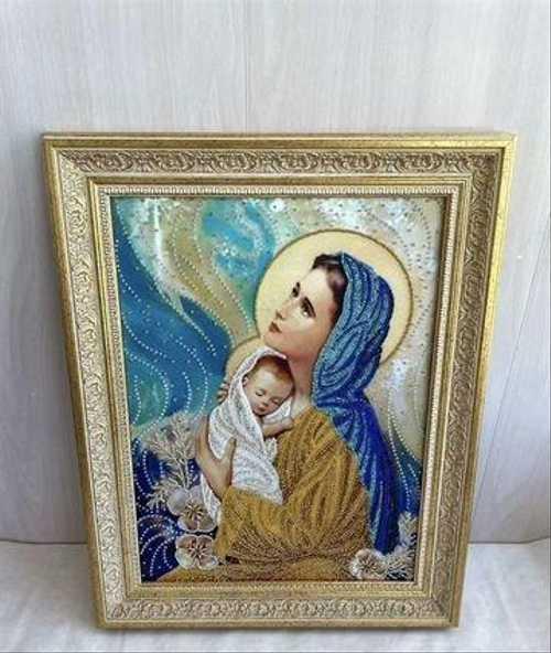 Картина бисером «Икона Мадонна с младенцем»