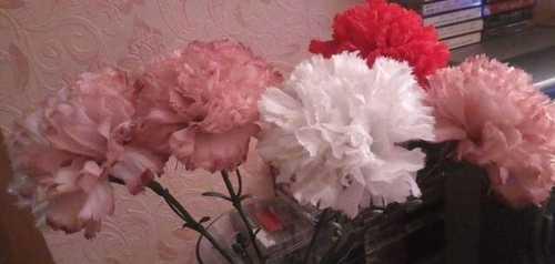 Цветы. Розы и гвоздики искусственные, СССР, винтаж