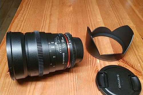 Объектив Samyang 35mm T1.5 vdslr для Nikon F