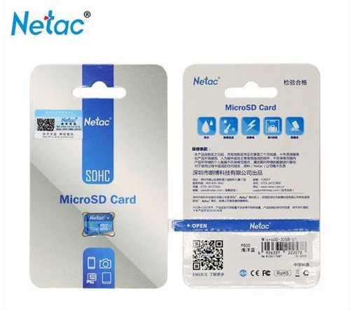 Карта памяти netac microsd card p500 standard 32gb retail version w sd adapter