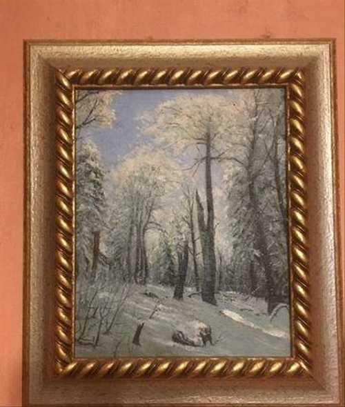 Картина Зимний лес масло, холст