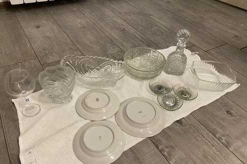 Посуда хрусталь стекло антиквариат сервиз набор